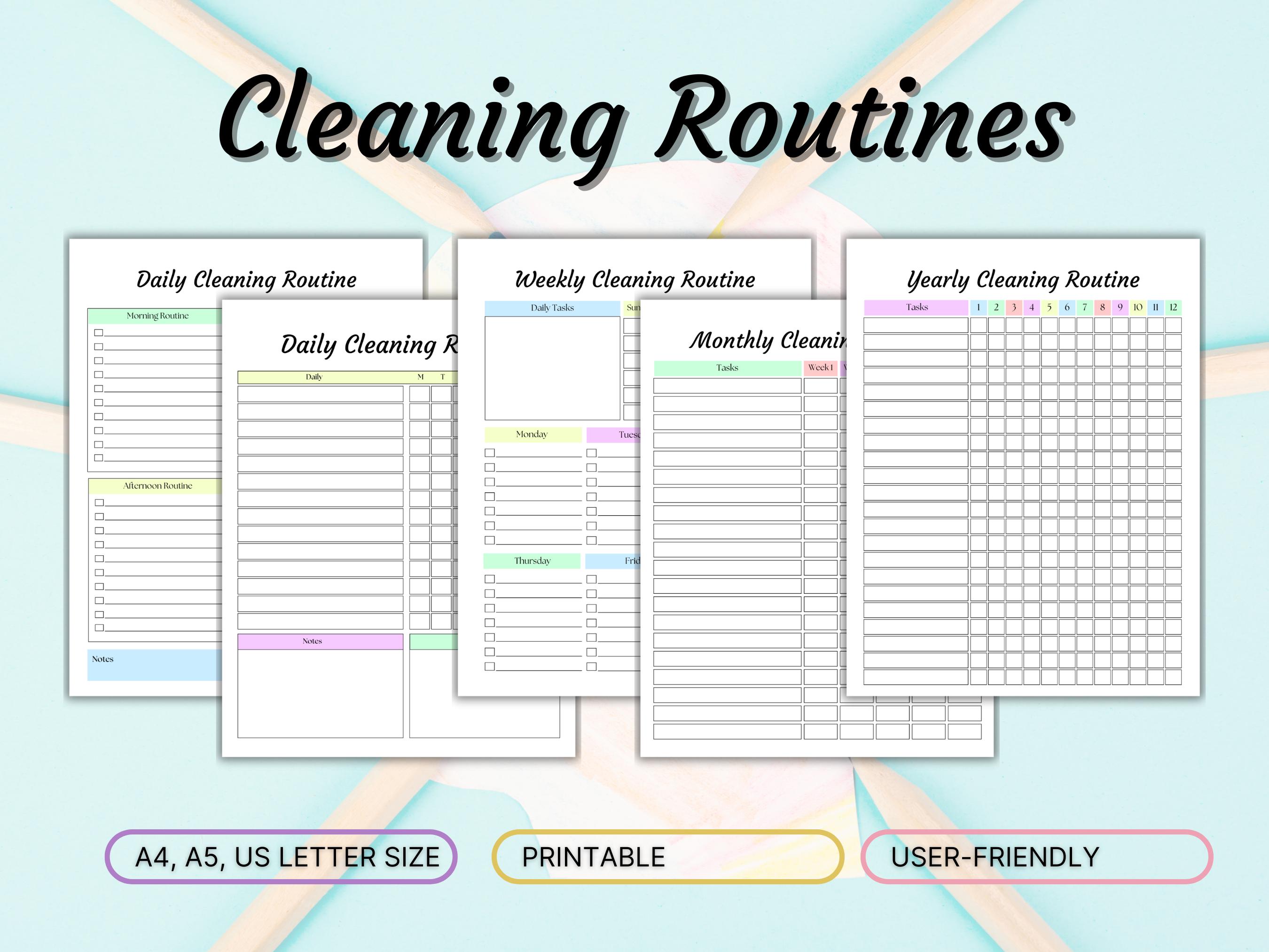 Printable ADHD Cleaning Planner, Family Household Cleaning Schedule ...