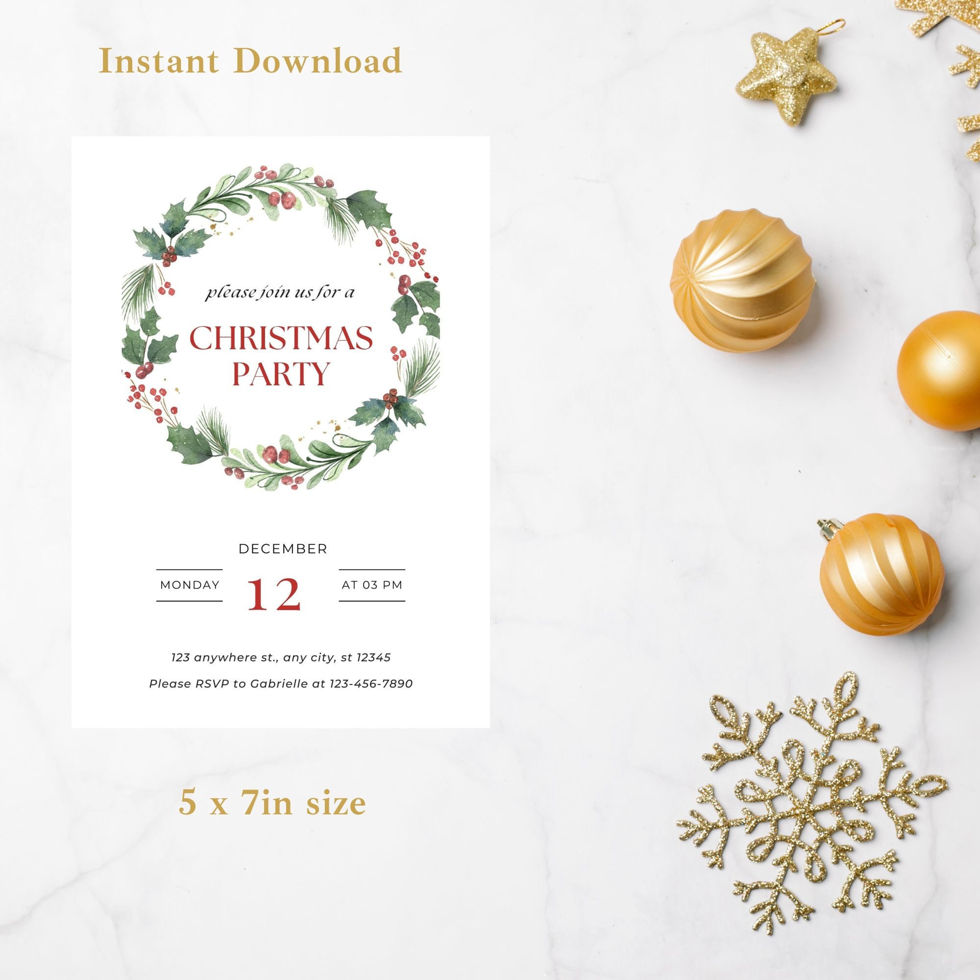 Editable Christmas Party Invitation Christmas Party Invite Holiday ...