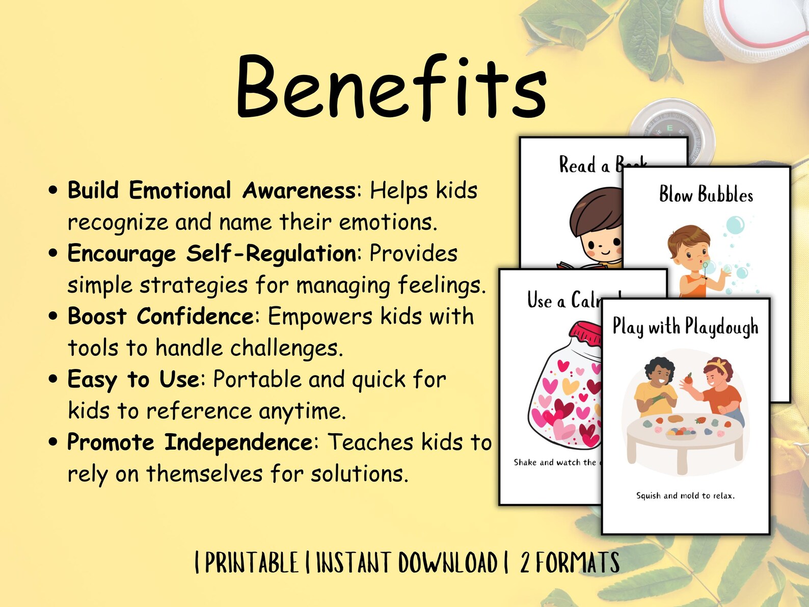 Coping Skills Flashcards for Kids, Calming Corner Cards Emotional ...