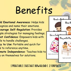 Coping Skills Flashcards for Kids, Calming Corner Cards Emotional ...