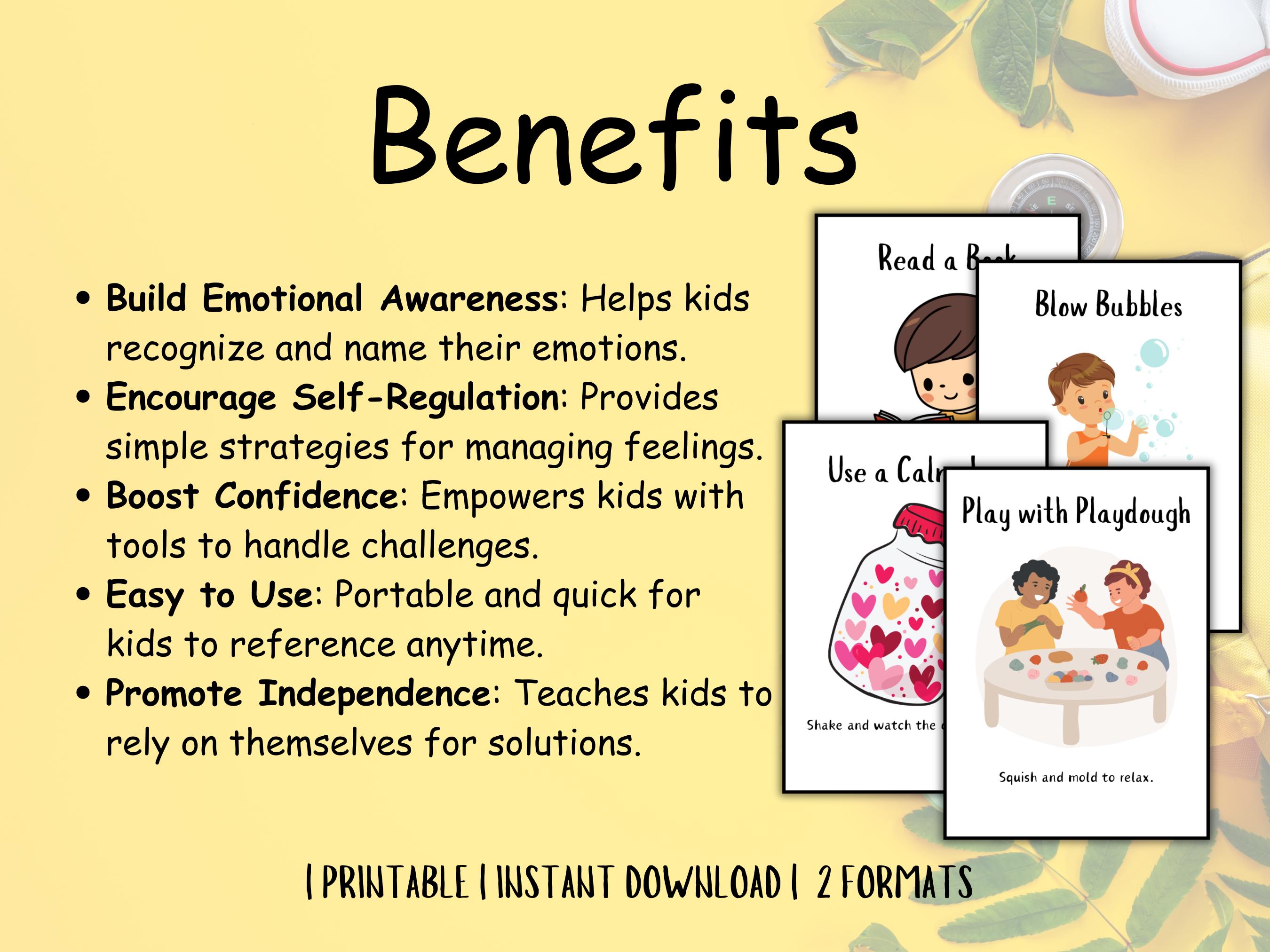 Coping Skills Flashcards for Kids, Calming Corner Cards Emotional ...
