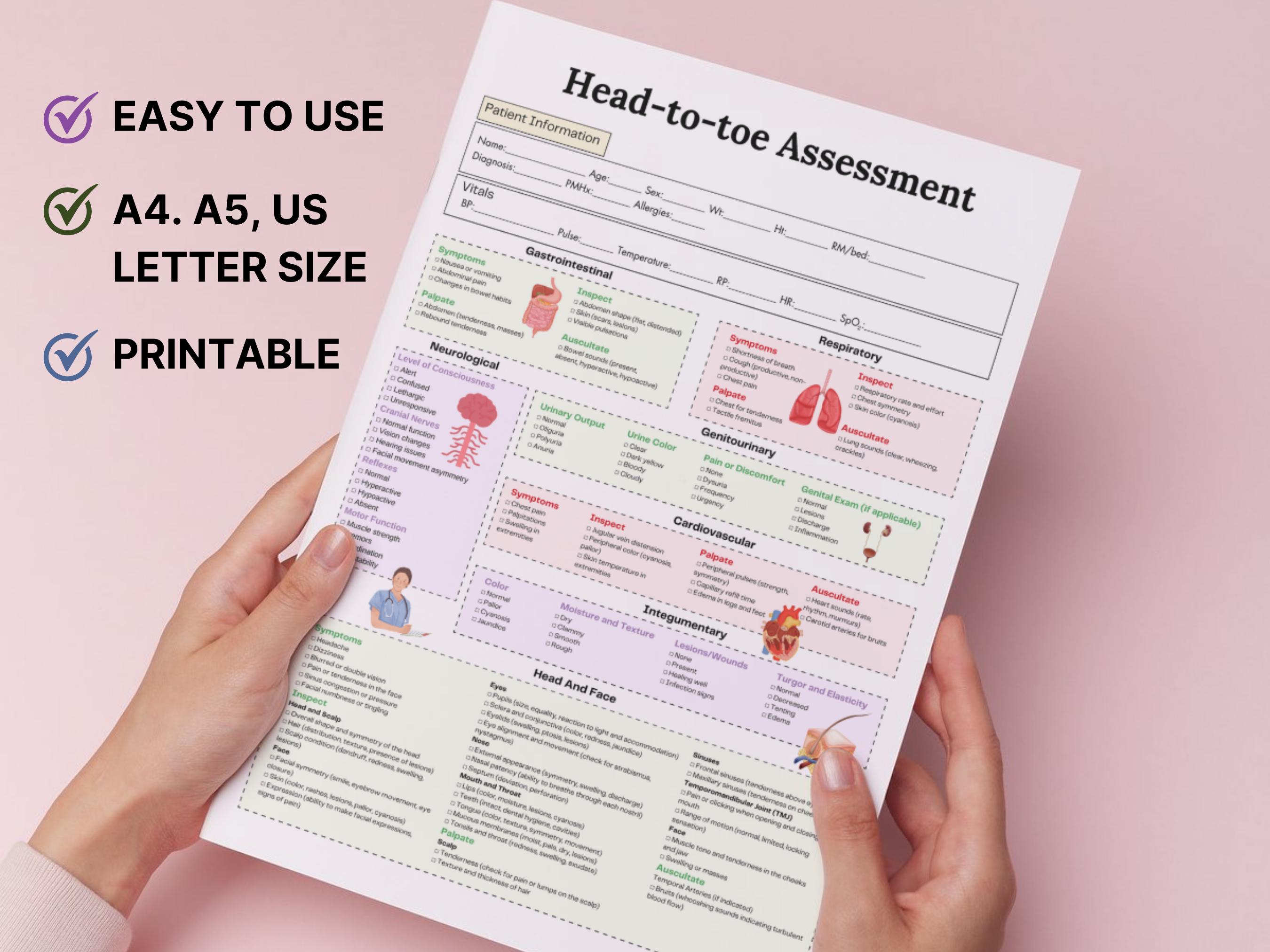 Head to Toe Assessment Template for Nursing Student Head to Toe ...