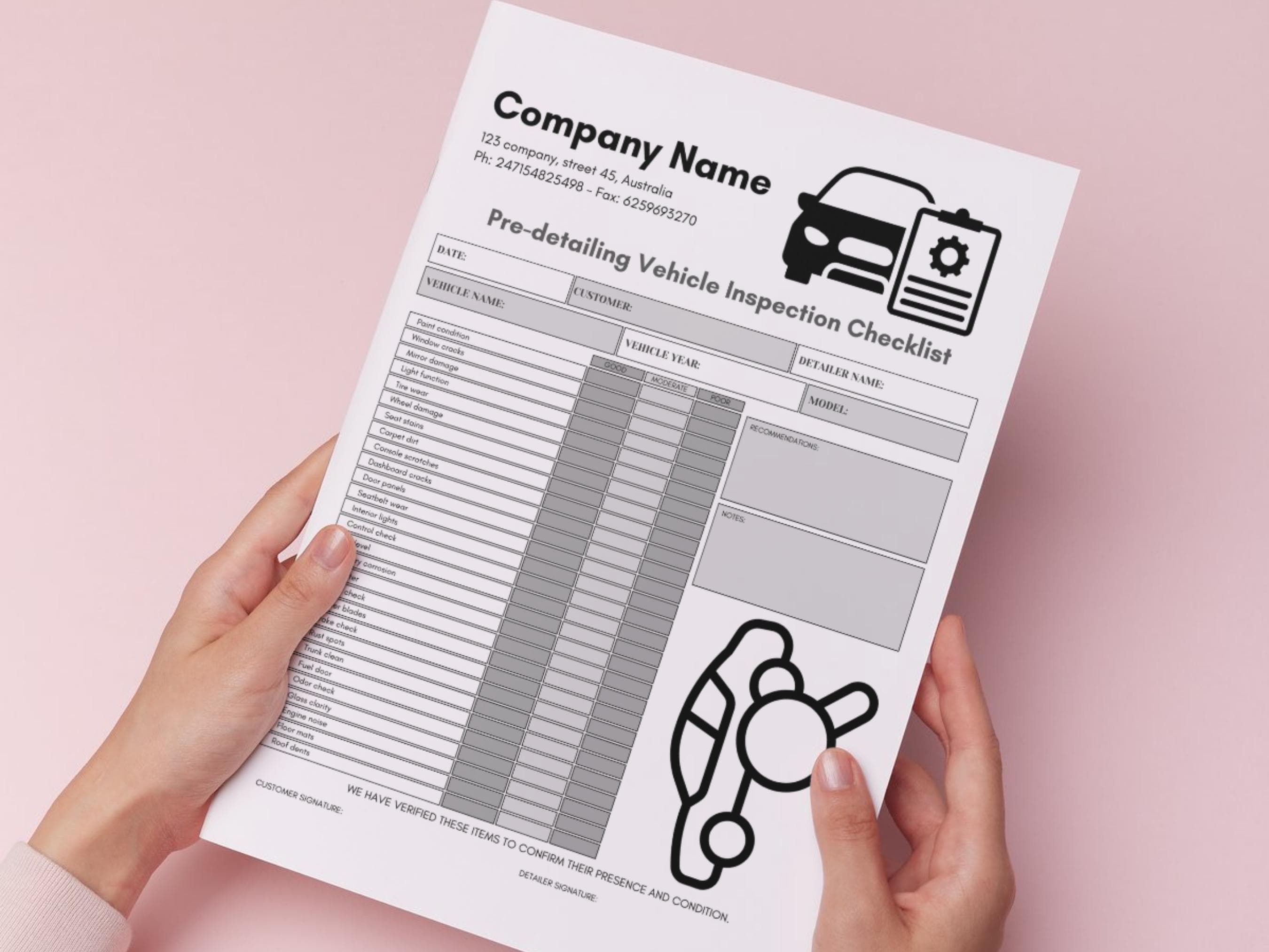 Pre-detailing SUV Inspection Checklist for Auto Detailers, Dealerships ...