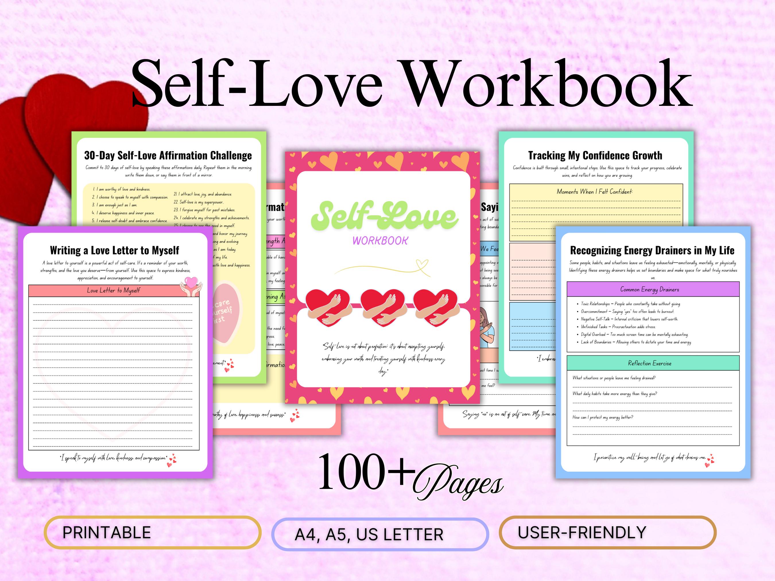 Self Love Workbook, Self Care Journal, Personal Growth Planner Mental ...
