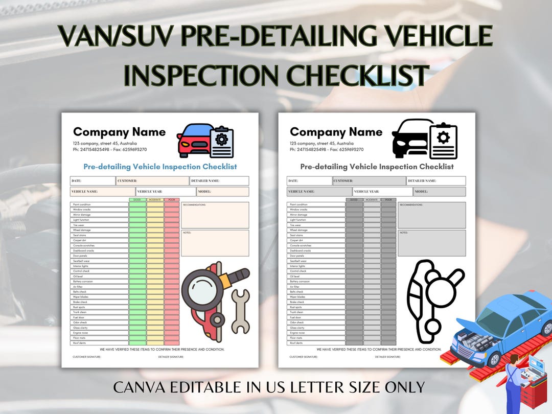 Pre-detailing SUV Inspection Checklist for Auto Detailers, Dealerships ...