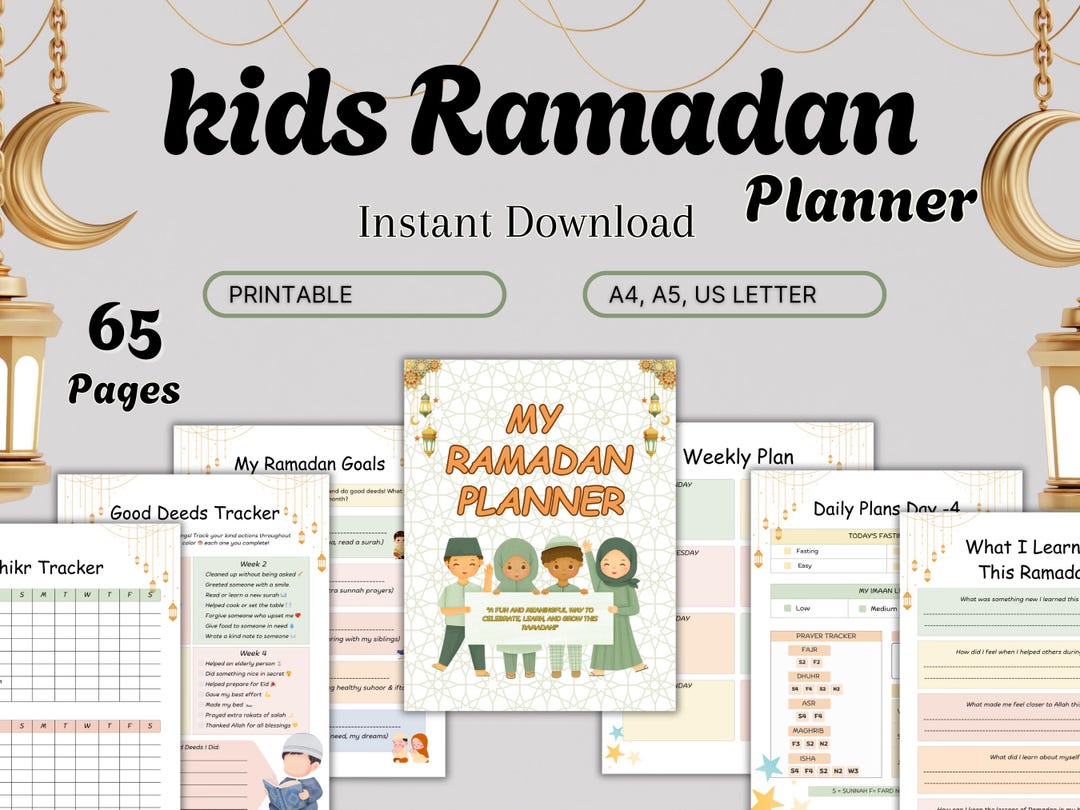 Ramadan Planner for Kids, Digital Islamic Activity Book and Journal ...