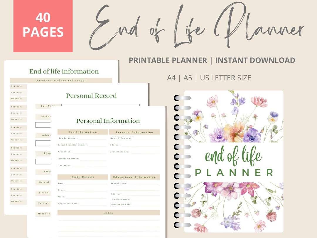 End of Life Planner Printable | Just in Case of Emergency Binder | Last Wishes Planner | When I ...