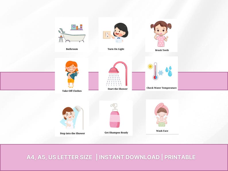 Special Needs Shower Sequence for Girls, Shower Routine Printable Chart ...