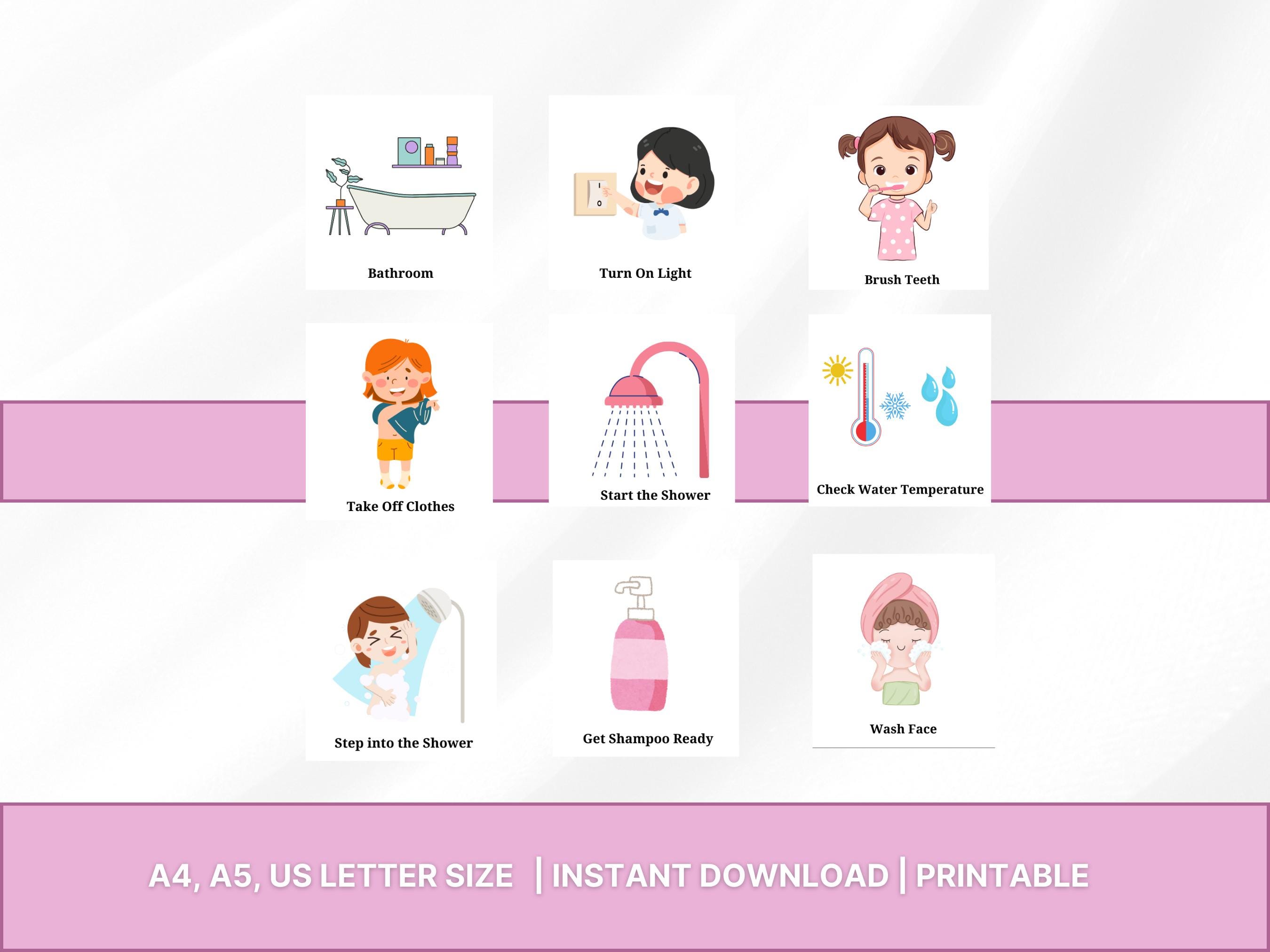 Special Needs Shower Sequence for Girls, Shower Routine Printable Chart ...