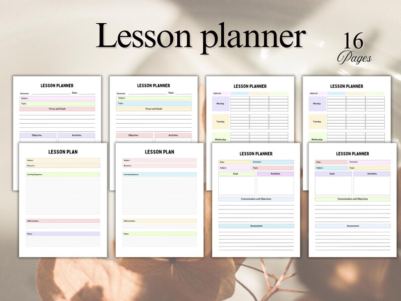 Printable Lesson Planning Template, Homeschool Educator Planner Set ...