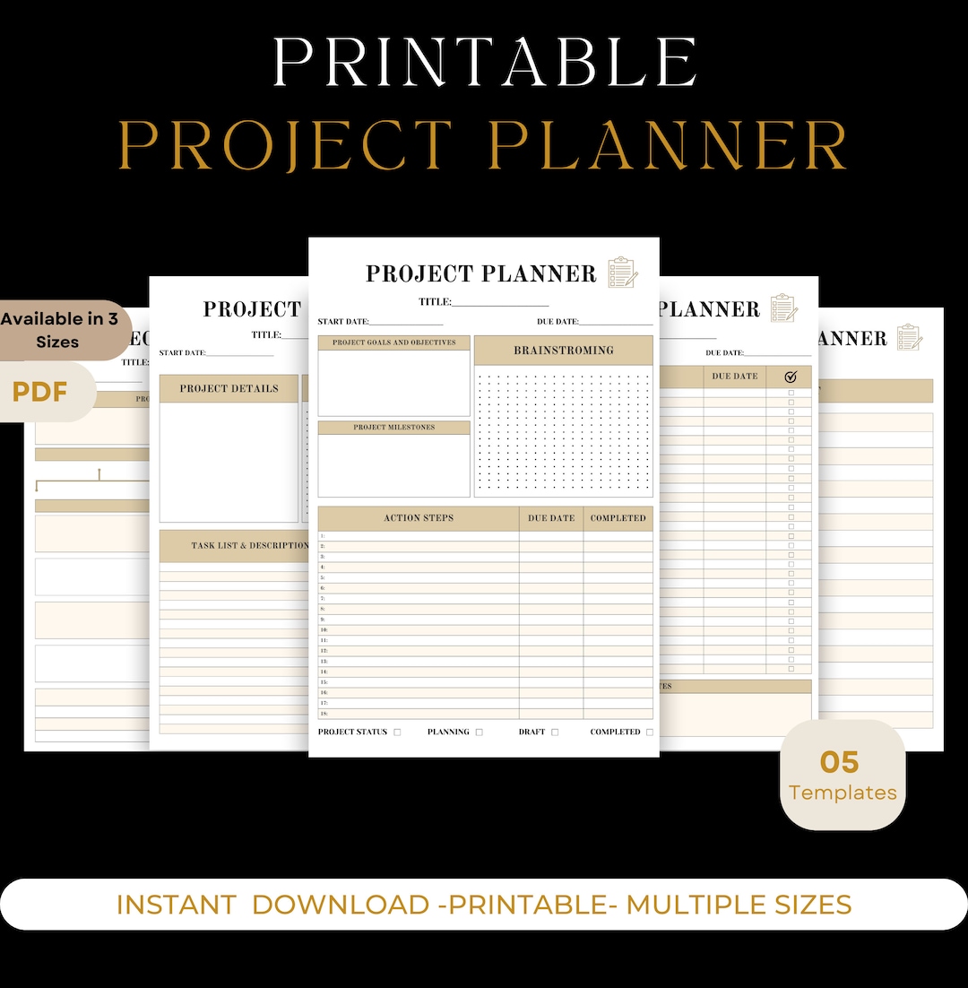 Printable Project Planner, Project Tracker, Productivity Planner Pages ...