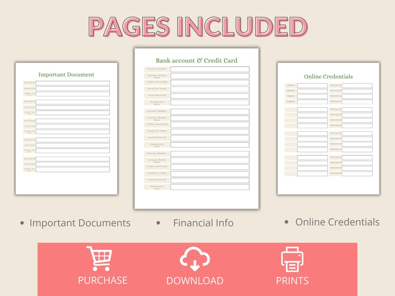 End of Life Planner Printable | Just in Case of Emergency Binder | Last ...