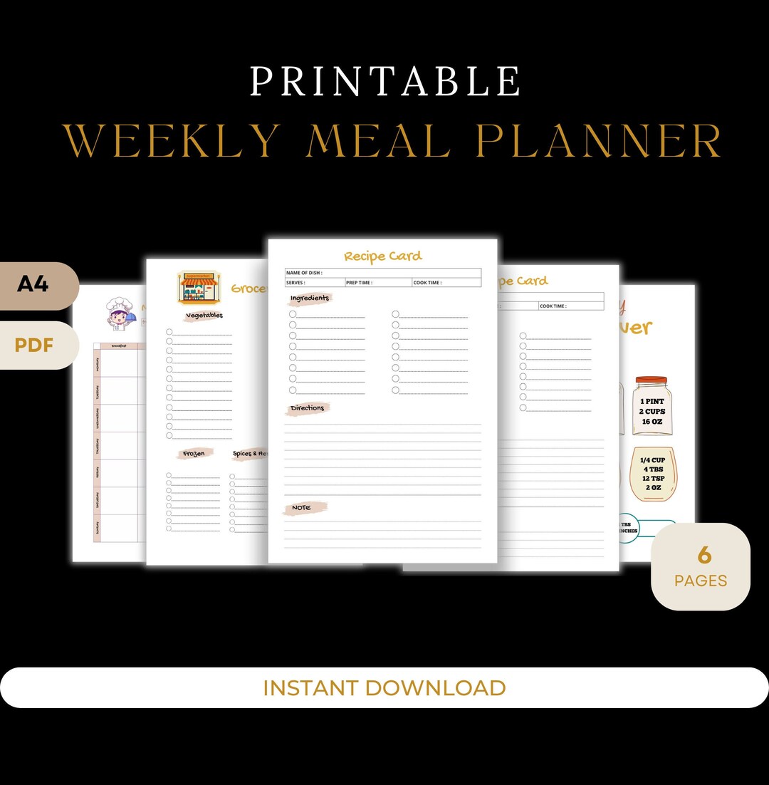 Weekly Meal Planner | Digital Meal Planner| Meal Plan |meal Prep ...