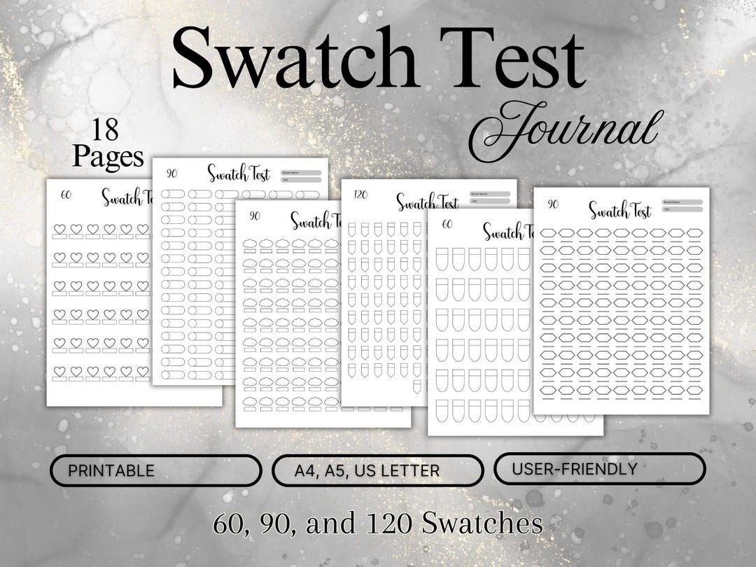 Printable A5 Swatch Test Journal Page - 60, 90, 120 Marker Swatch ...