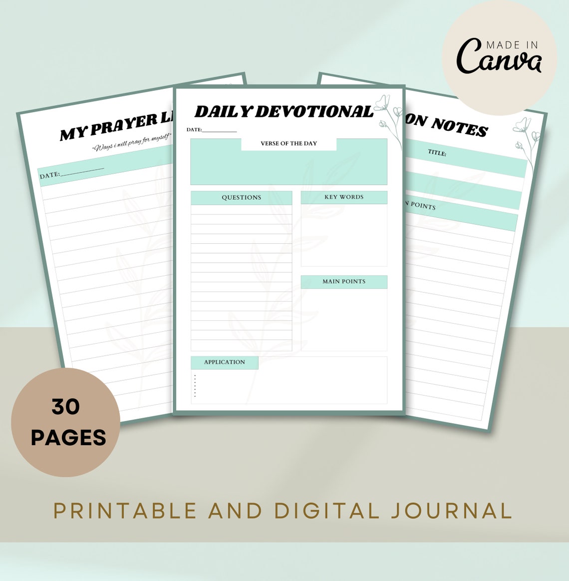 Prayer Journal | Bible Study | Gratitude Journal | Digital Planner ...