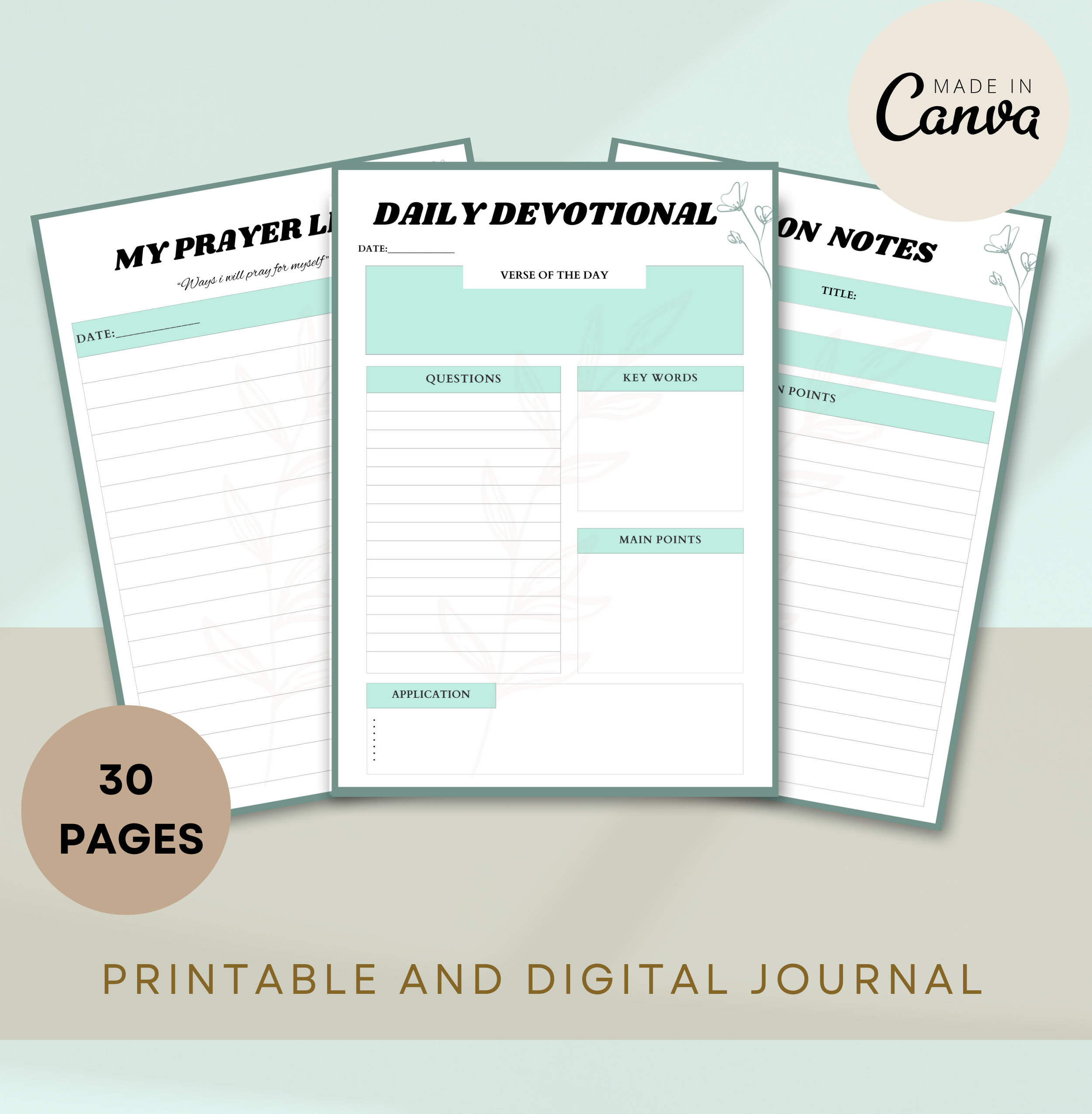 Prayer Journal | Bible Study | Gratitude Journal | Digital Planner ...
