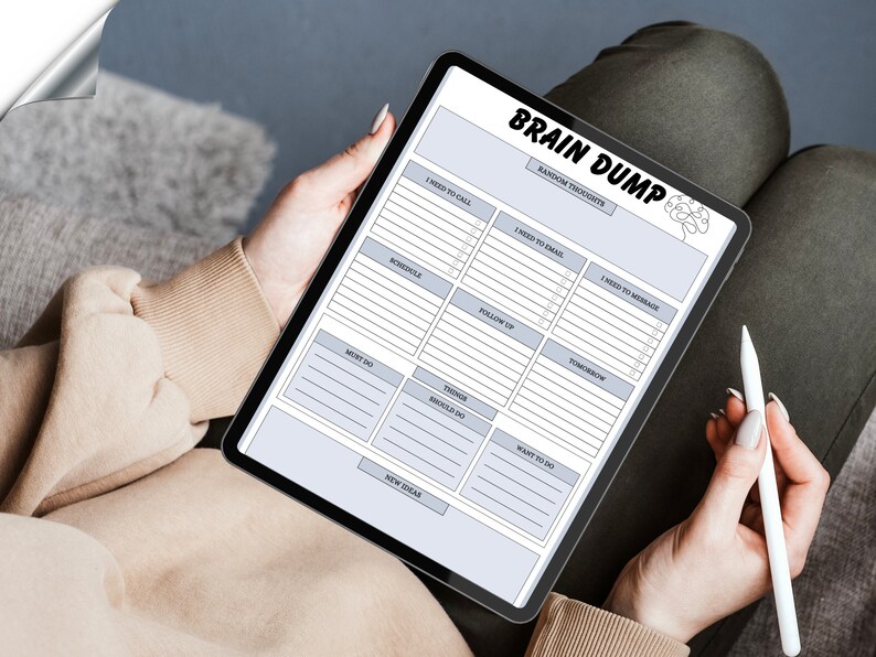 FILLABLE Brain Dump Journal Productivity Planner, Thought Organizer ...
