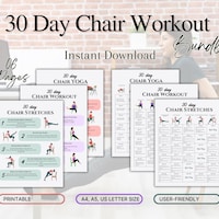 30 Day Chair Workout Bundle Printable + Interactive Pdfs | Easy to ...