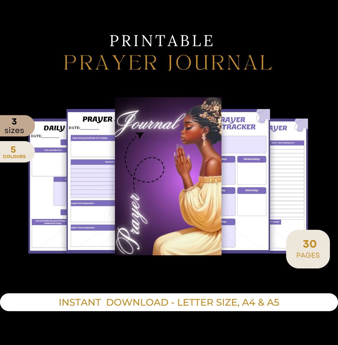Prayer Journal Bible Study Gratitude Journal Digital Planner PDF Daily ...
