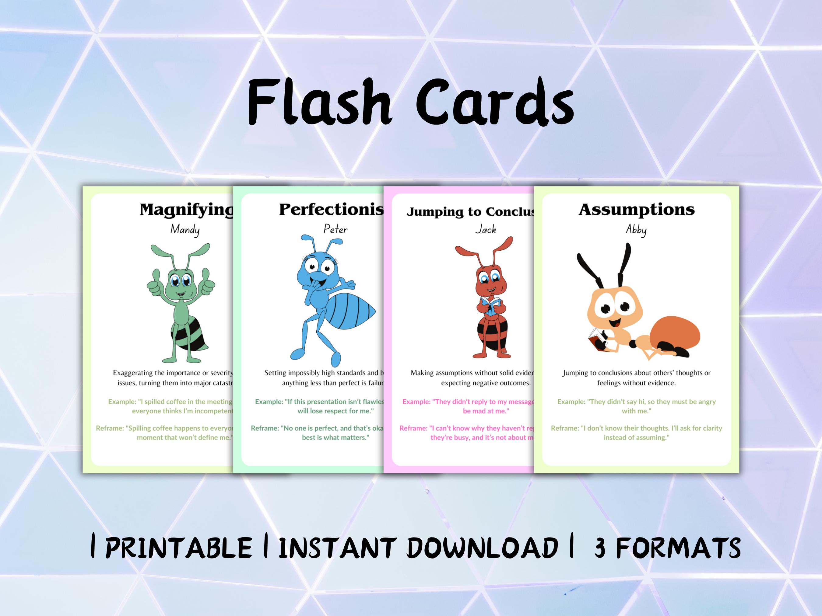 Automatic Negative Thoughts Cards for Kids, Cognitive Distortions ...