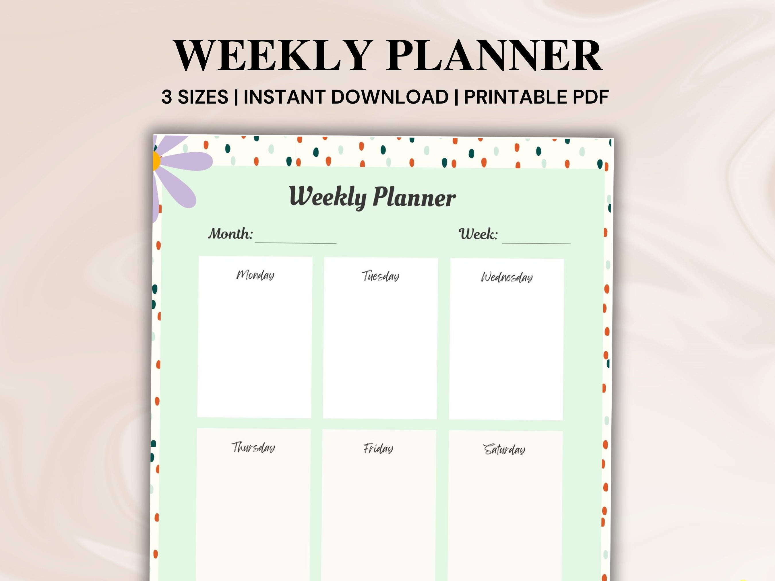 Printable Weekly Planner Minimalist Weekly Schedule and Organizer ...
