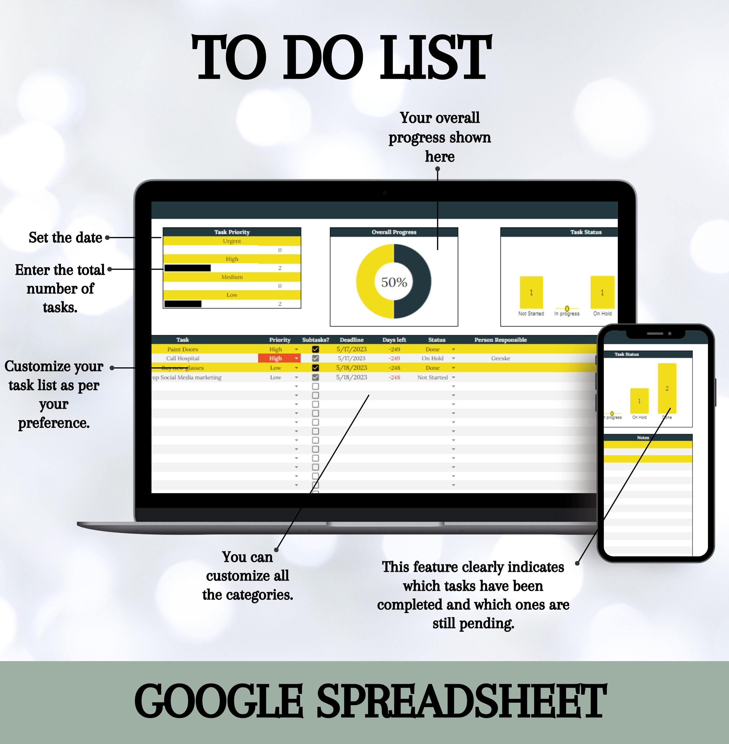 Google Sheet Life Planner Habit Tracker Daily Schedule Task Tracker ...
