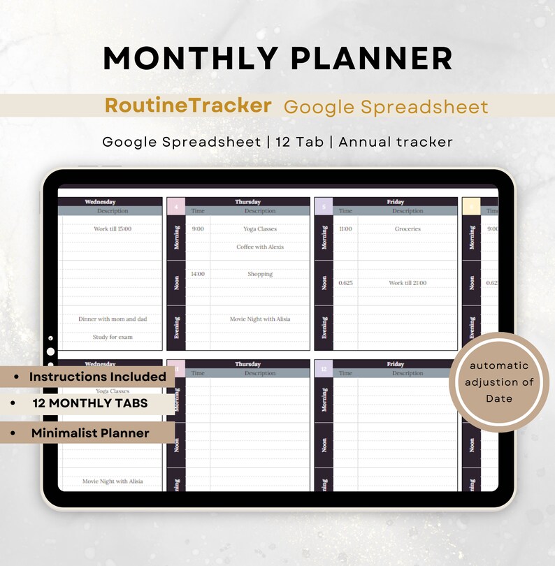 Digital Monthly Planner Google Sheets, to Do List, Monthly Calendar ...