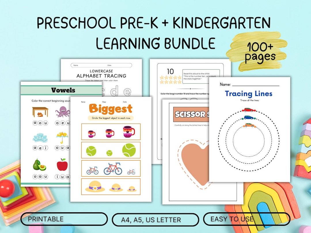 Preschool Pre-k Kindergarten Learning Bundle,tracing, Alphabet, Numbers ...