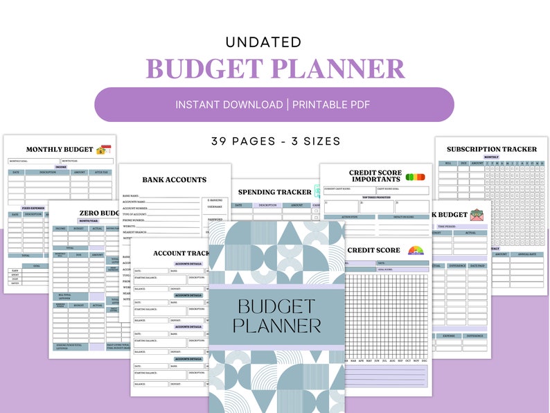 Budget Planner Printable, Budget Planner Printable, Savings Tracker ...