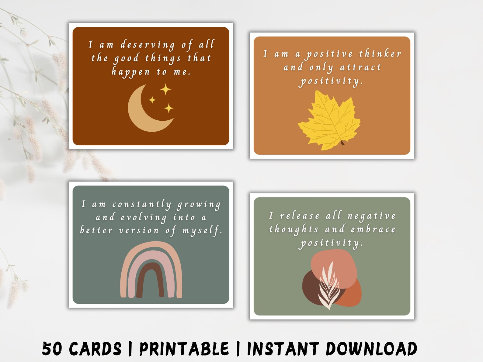 Positive Affirmation Flash Cards, Vision Board Printable, Mindfulness ...