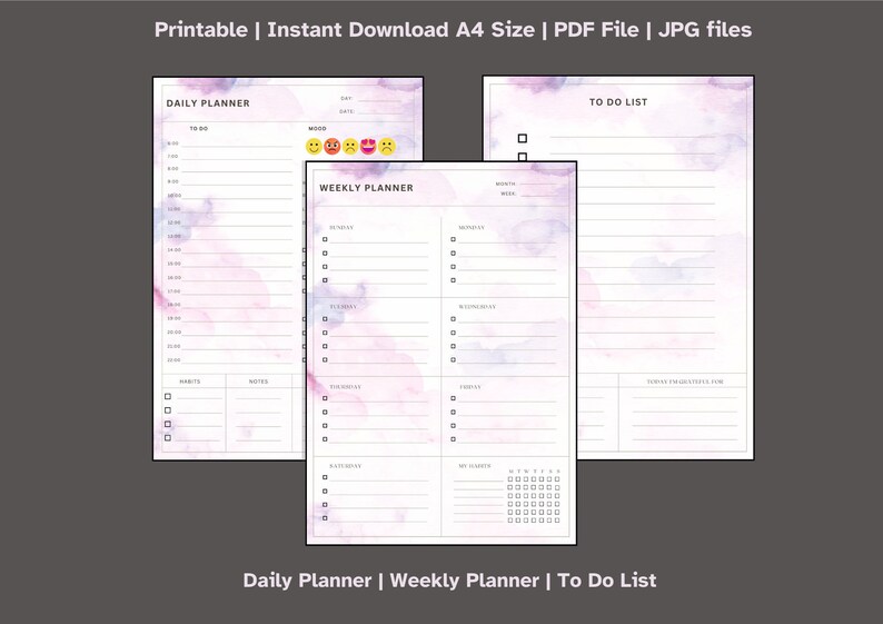 Daily Weekly Planner Printable to Do List Planner Bundle Weekly ...