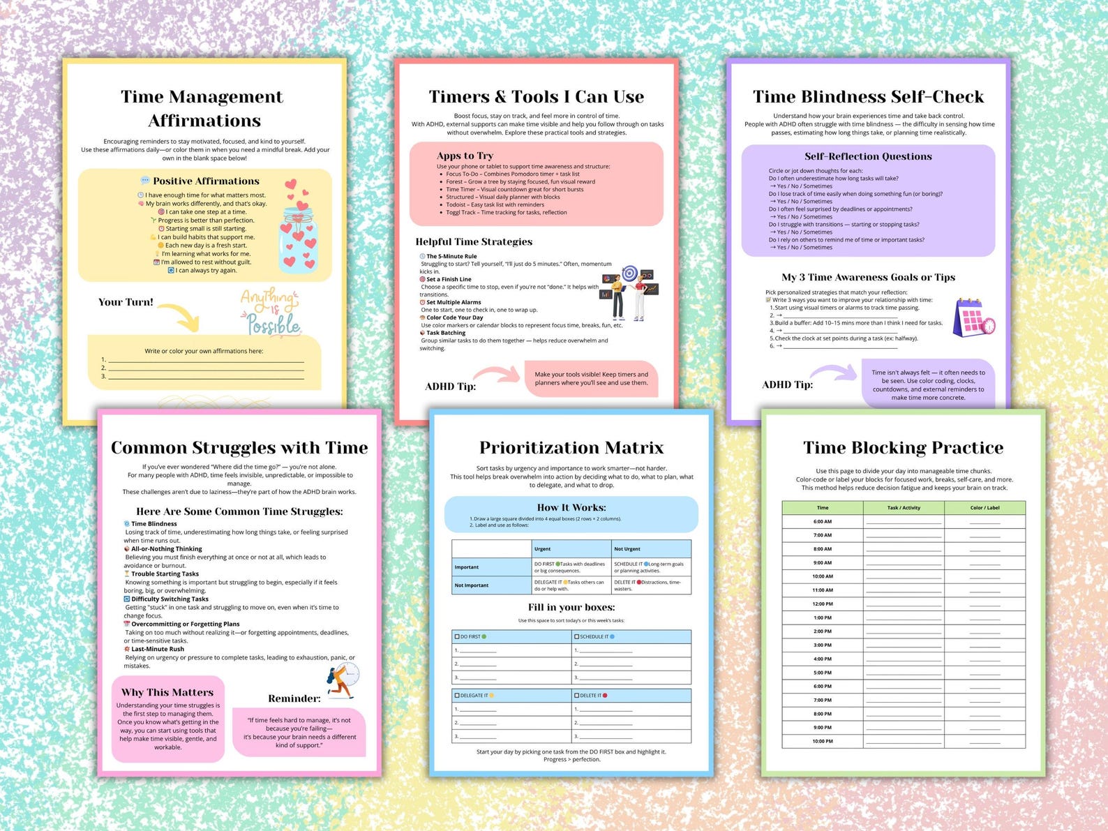 ADHD Time Management Worksheets | Printable Time Blocking Planner ...