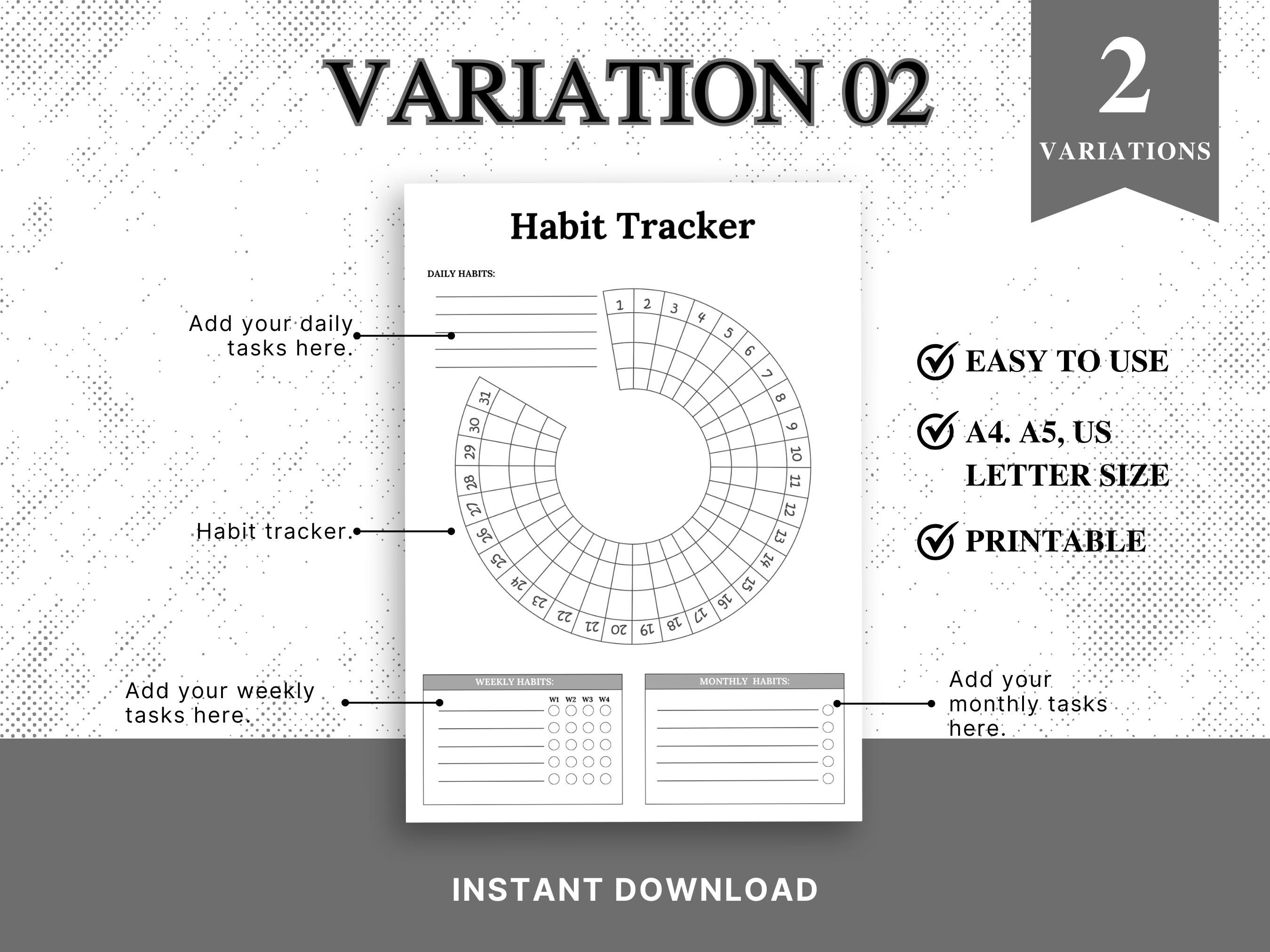 Printable Circle Habit Tracker, Monthly Goal Tracker,circle Daily ...