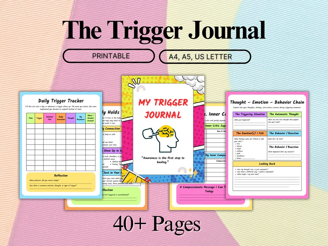 Trigger Journal Printable | Emotional Awareness Workbook | Mental ...