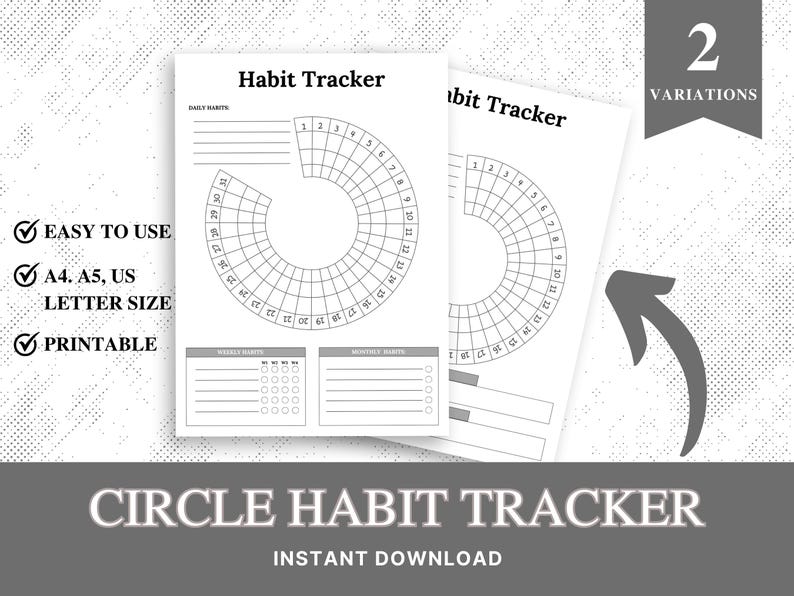 Printable Circle Habit Tracker, Monthly Goal Tracker,circle Daily ...