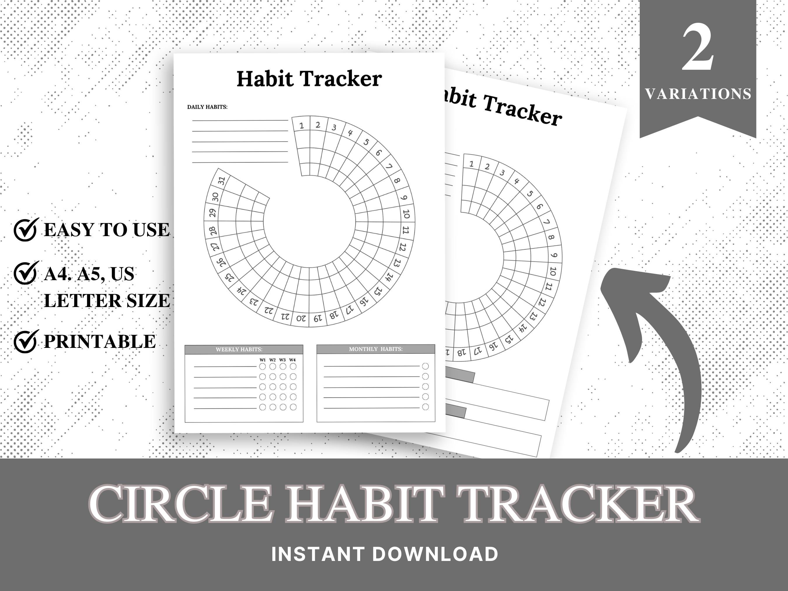 Printable Circle Habit Tracker, Monthly Goal Tracker,circle Daily ...