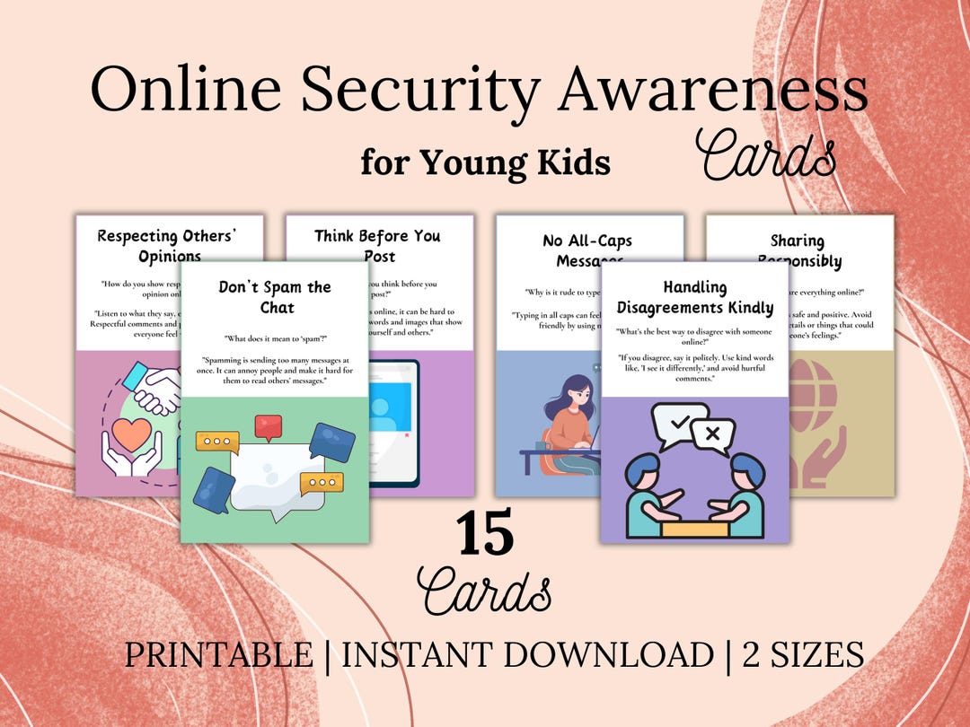 Online Security & Bullying Flash Cards for Young Kids, Cyberbullying ...