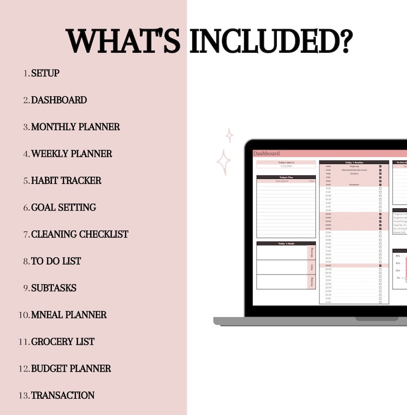 Google Sheet Life Planner Habit Tracker Daily Schedule Task Tracker ...