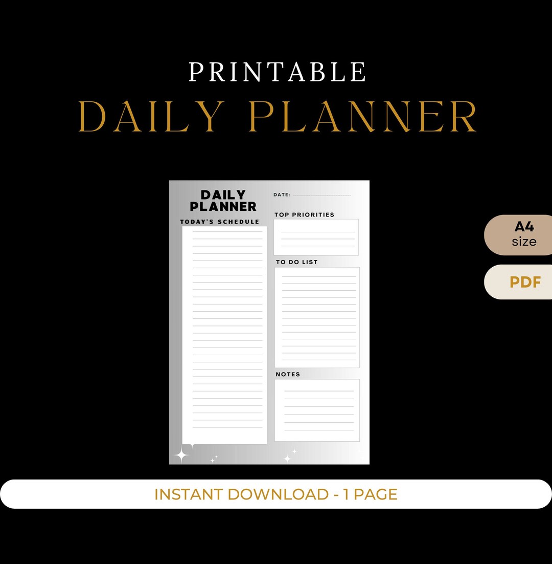Daily Planner Printable, Daily Agenda, Productivity Planner, to Do List ...