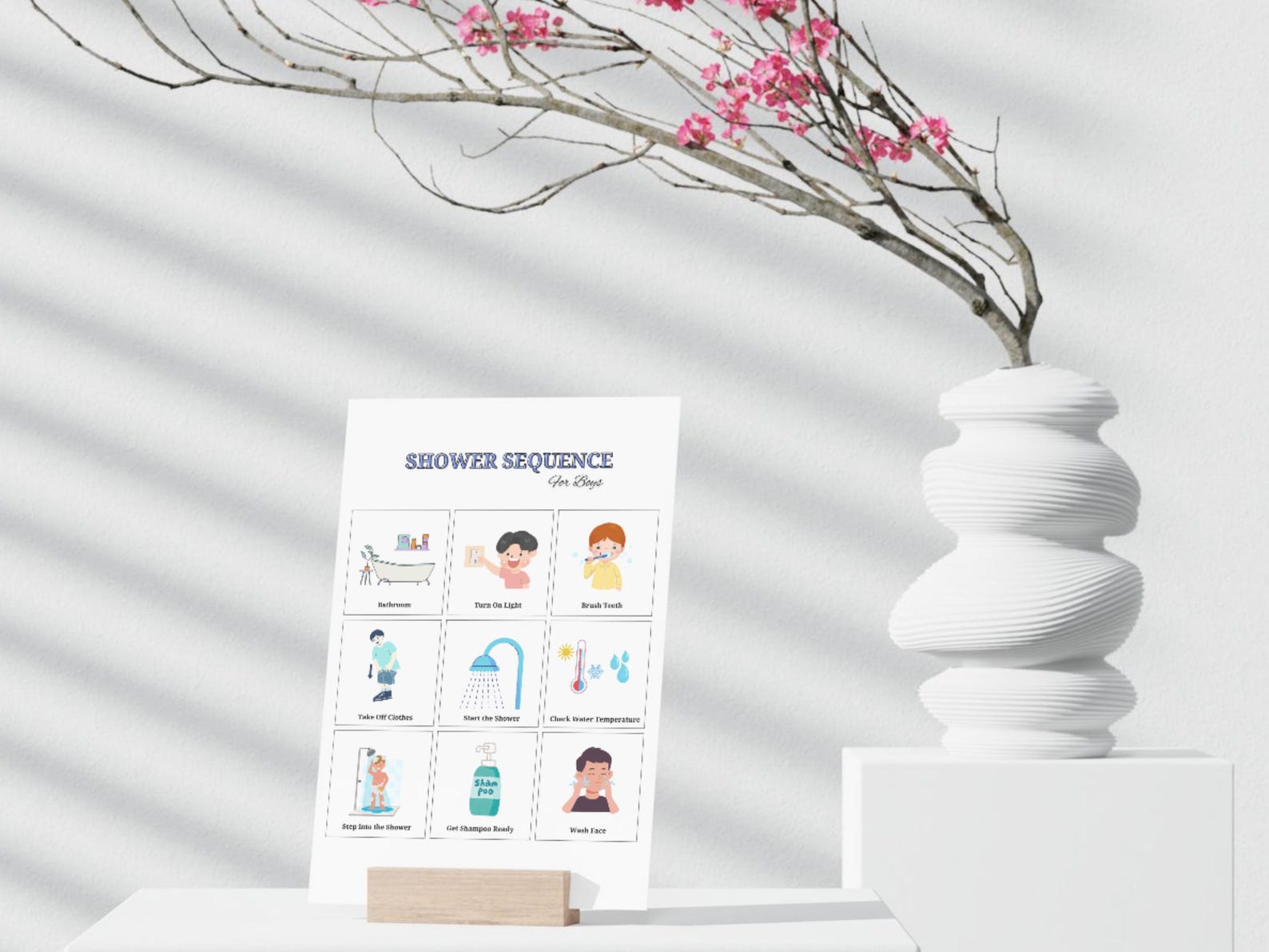 Special Needs Shower Sequence for Boys, Shower Routine Printable Chart ...