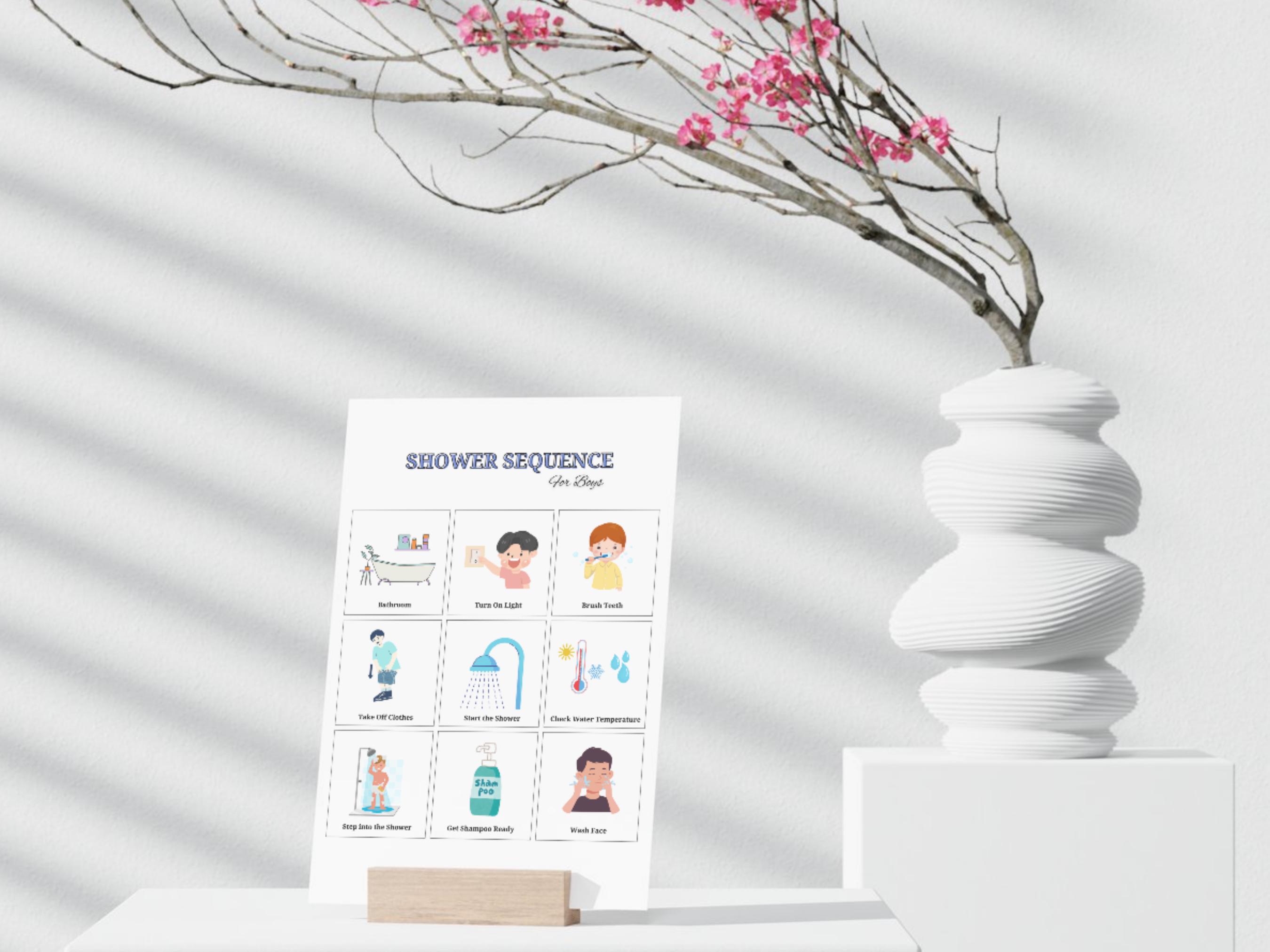 Special Needs Shower Sequence for Boys, Shower Routine Printable Chart ...