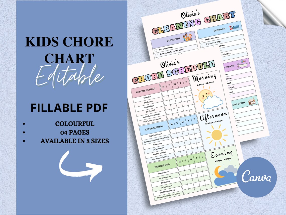 Editable Kids Daily Routine Cards, Chore Cards for Kids , Daily and ...