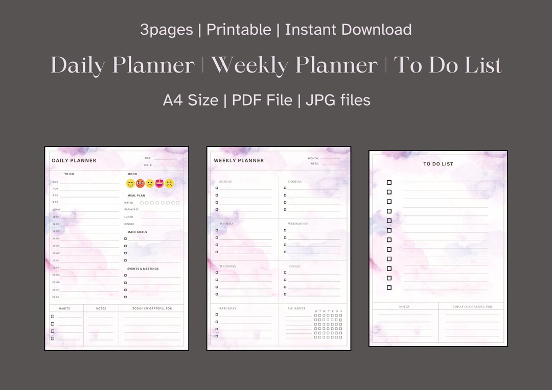 Daily Weekly Planner Printable to Do List Planner Bundle - Etsy