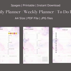 Daily Weekly Planner Printable| to Do List| Planner Bundle | Weekly ...
