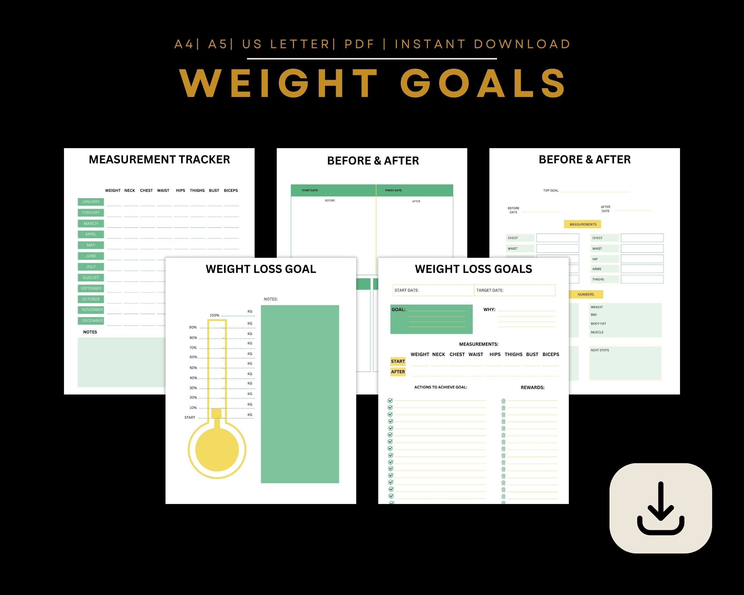 Weight Loss Fitness Planner, Fitness Tracker, Weight Loss Chart Tracker ...