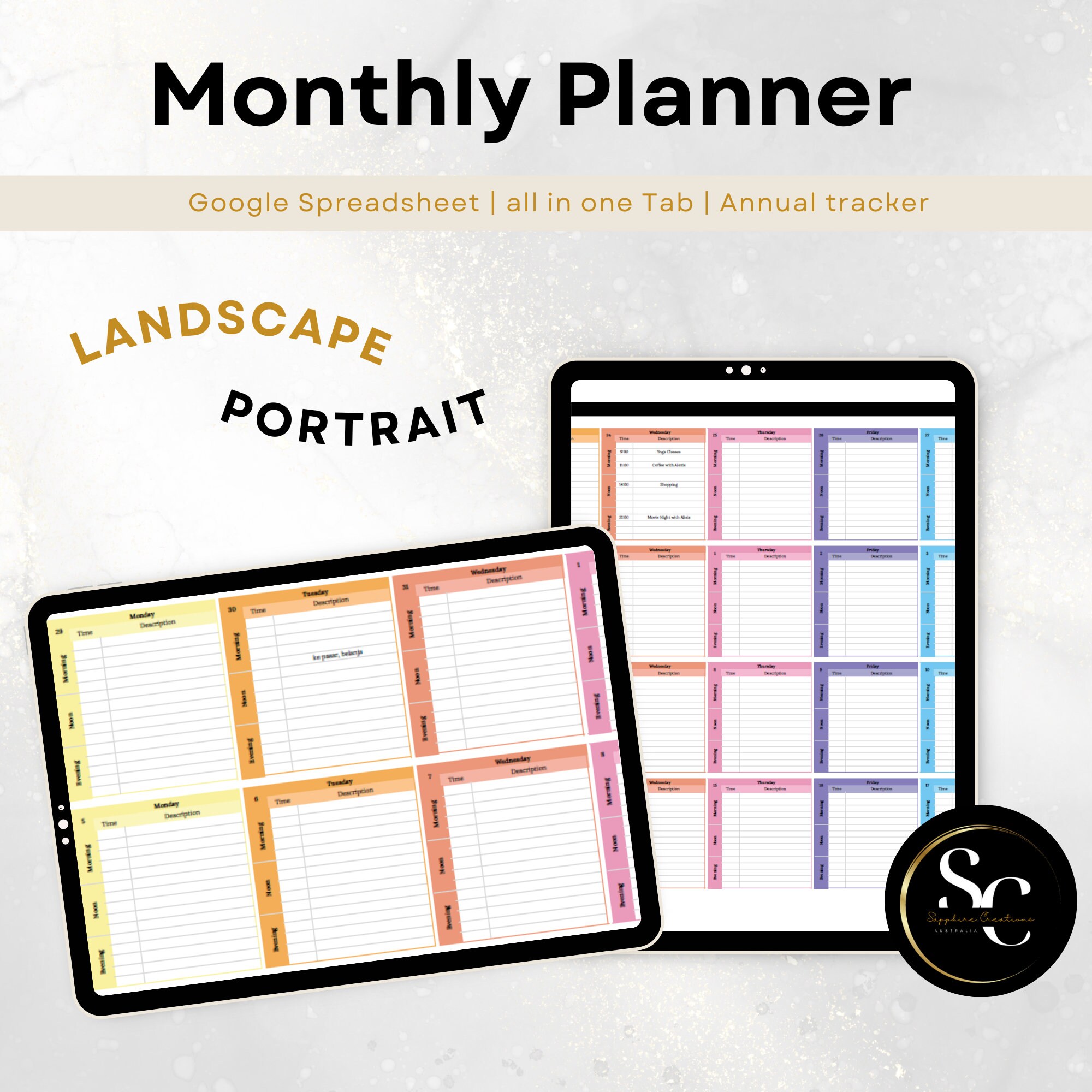 Digital Planner Spreadsheet for Google Sheets, to Do List, Monthly ...