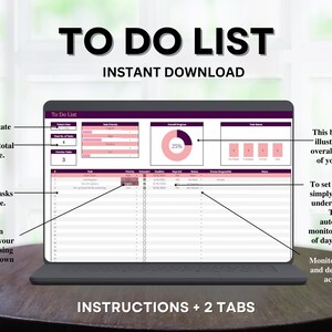 To Do List Tracker Task Planner Google Sheets, Productivity Organizer ...