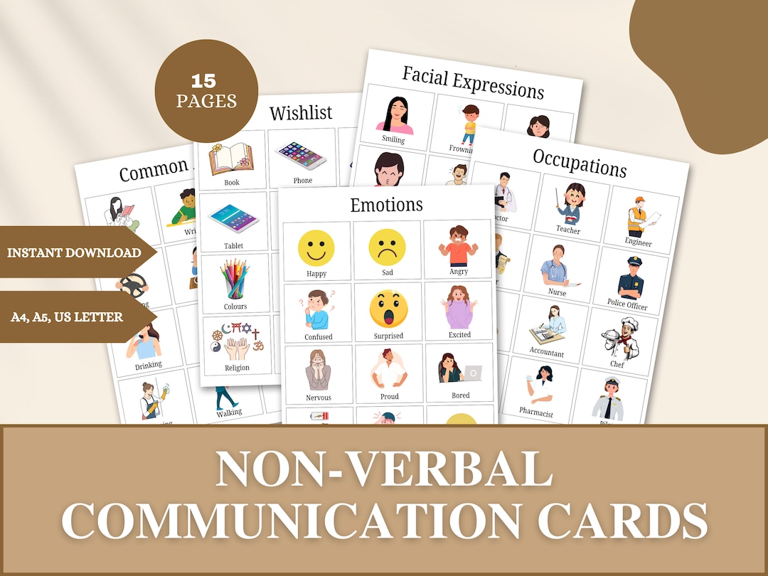 Non Verbal Communication Visual Cards Printable, Visual Board Flash ...