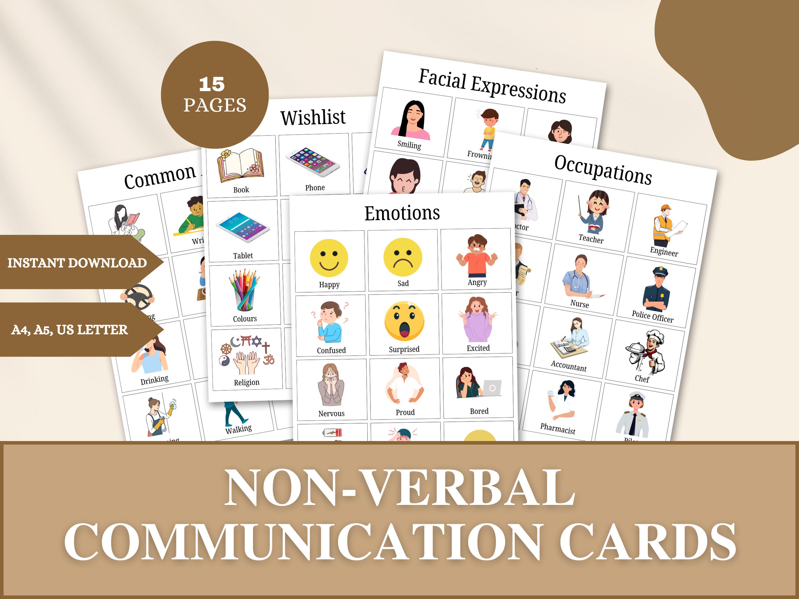 Non Verbal Communication Visual Cards Printable, Visual Board Flash ...