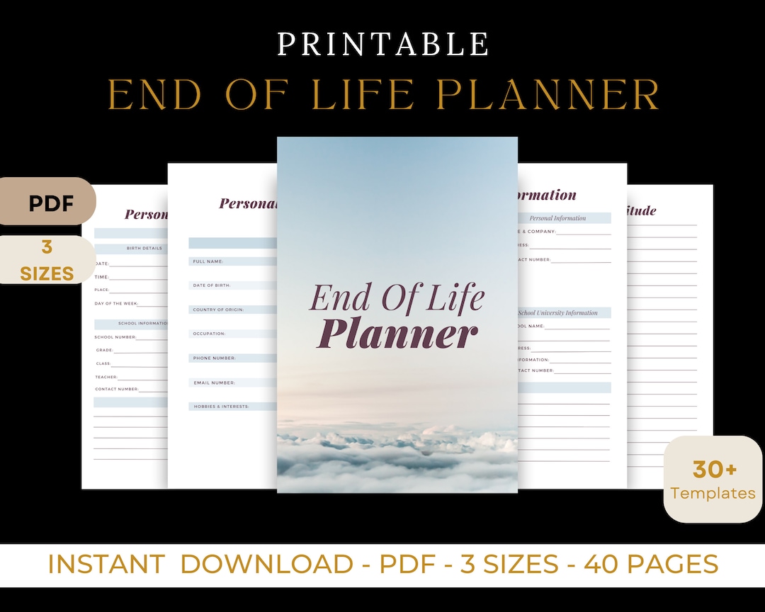 End of Life Planner, Death Planner, Emergency Planner Beneficiary Info ...